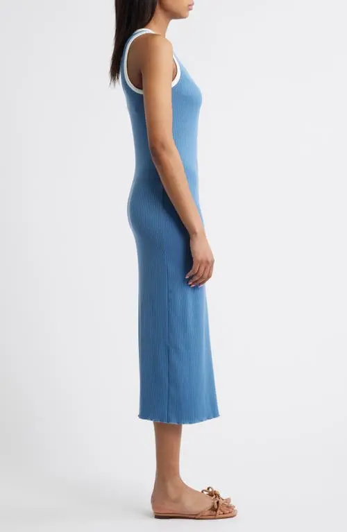 Loveappella Racer Tank Ribbed Midi Dress - Blue