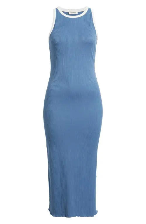 Loveappella Racer Tank Ribbed Midi Dress - Blue