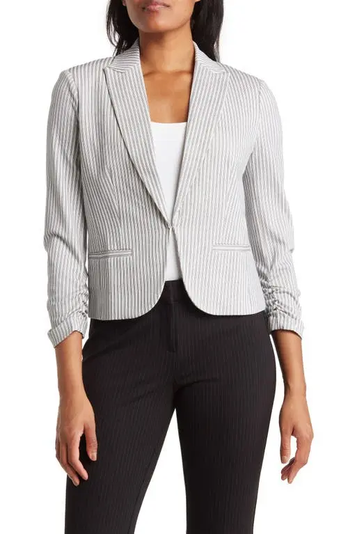 Amanda & Chelsea Three-quarter Sleeve Striped Blazer