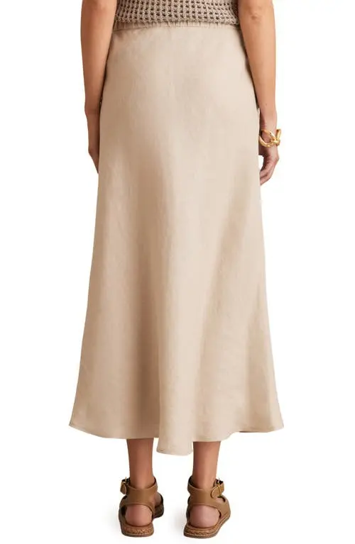 REISS Roxi Drawstring Waist Linen Midi Skirt