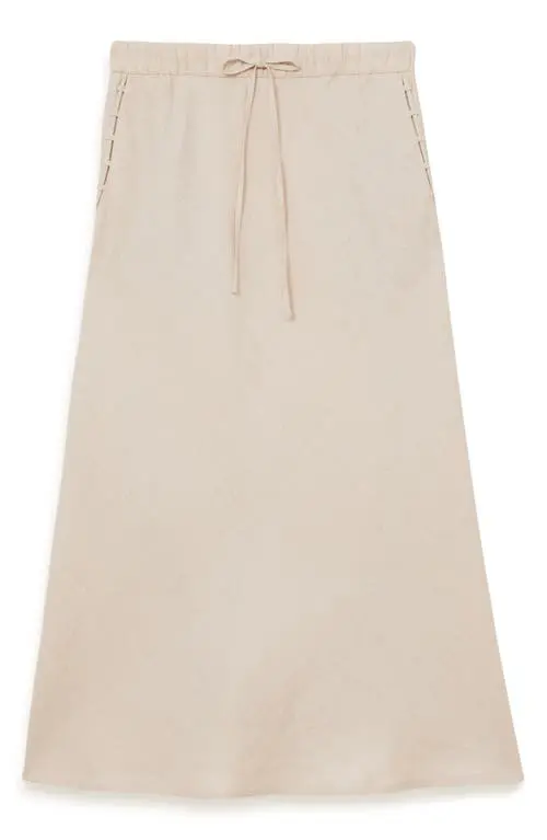 REISS Roxi Drawstring Waist Linen Midi Skirt