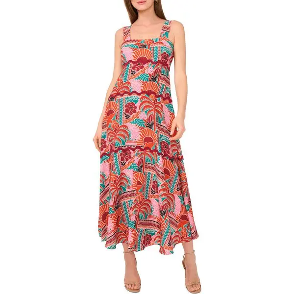 Vince Camuto Tiered Printed Maxi Sundress
