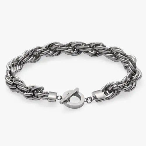 ALEX AND ANI Large Rope Chain Toggle Bracelet - Silver