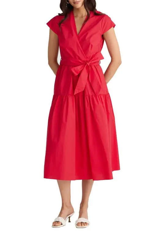 BRAVE+TRUE Wrap Front Tiered Cotton Dress