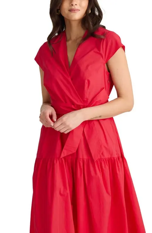 BRAVE+TRUE Wrap Front Tiered Cotton Dress