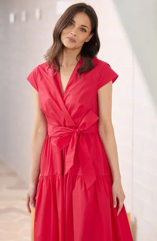 BRAVE+TRUE Wrap Front Tiered Cotton Dress