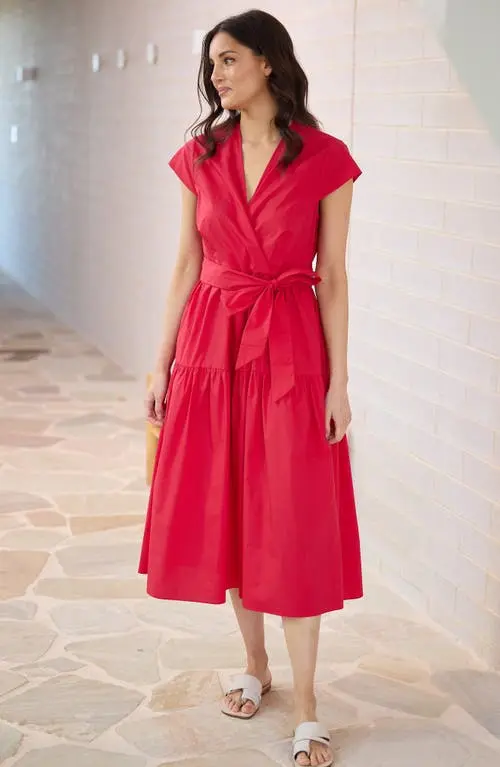 BRAVE+TRUE Wrap Front Tiered Cotton Dress