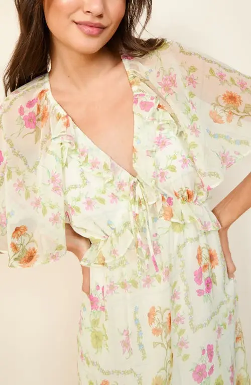 FRIENDS LIKE THESE Printed Ruffle Tiered Chiffon Maxi Dress