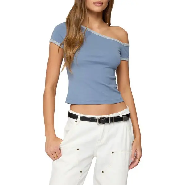 EDIKTED Contrast Trim One-shoulder Top