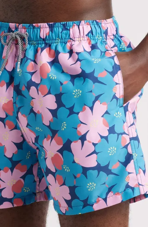 BOARDIES Floral Print Swim Trunks - Blue Multi
