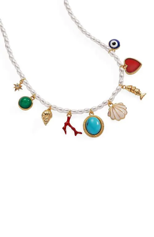 ALEX AND ANI Moonlight Beach Pearl Charm Necklace