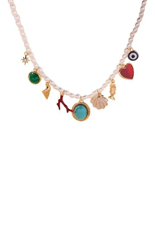 ALEX AND ANI Moonlight Beach Pearl Charm Necklace