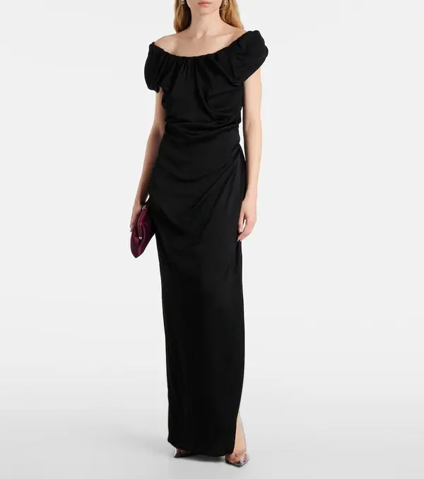 VIVIENNE WESTWOOD Ginnie Draped Jersey Maxi Dress - Black
