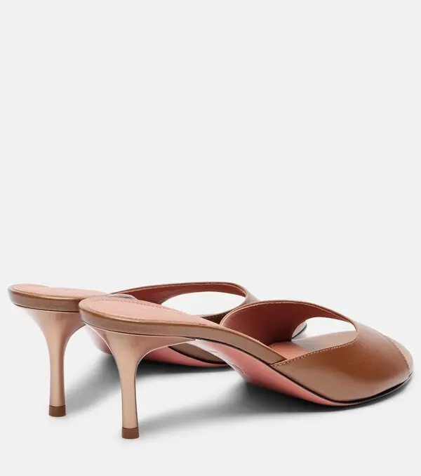 Amina Muaddi Jeanne 60 Leather Mules - Brown