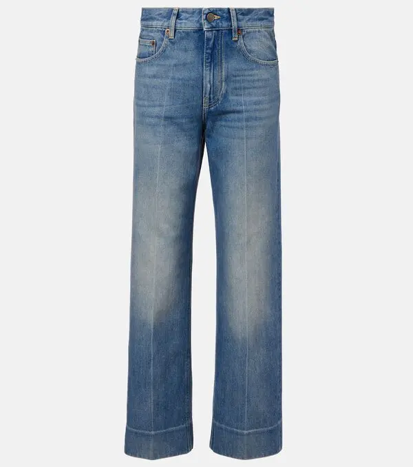 Valentino Garavani Faded Wide-leg Jeans