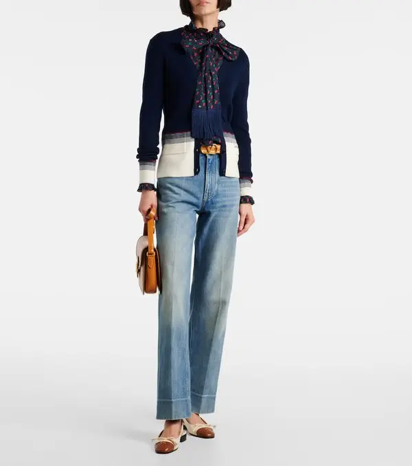 Valentino Garavani Faded Wide-leg Jeans