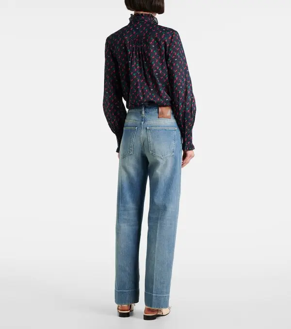 Valentino Garavani Faded Wide-leg Jeans