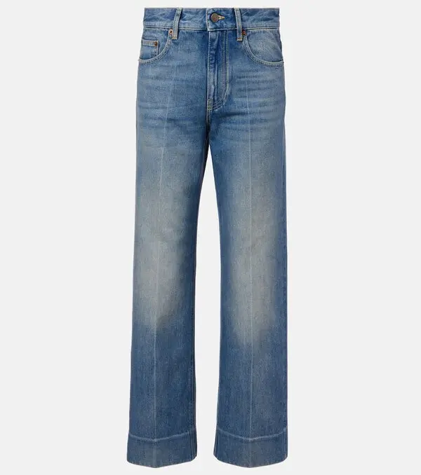 Valentino Garavani Faded Wide-leg Jeans - Blue
