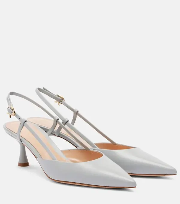 GIANVITO ROSSI Ascent 55 Leather Slingback Pumps - Grey