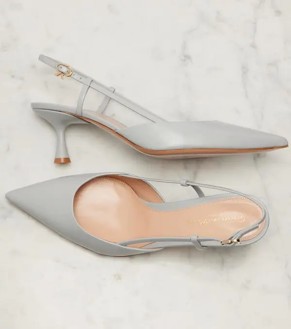 GIANVITO ROSSI Ascent 55 Leather Slingback Pumps - Grey