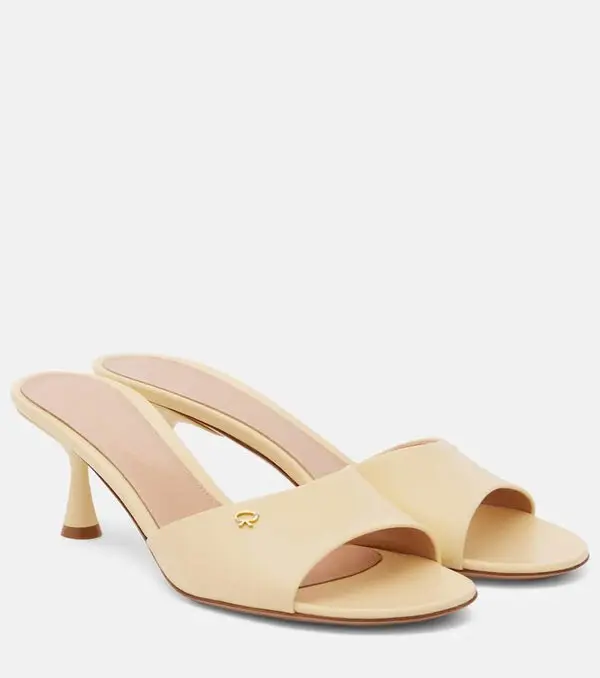 GIANVITO ROSSI Ascent 55 Leather Mules - Yellow