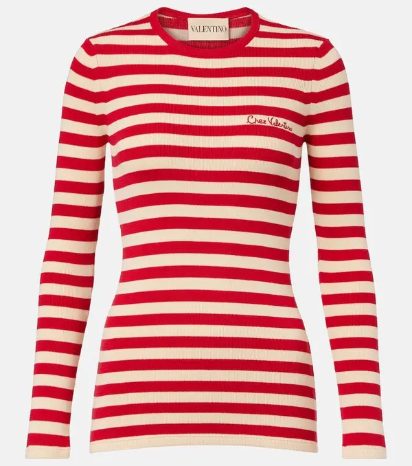 Valentino Garavani Striped Ribbed-knit Cotton Sweater - Multicoloured