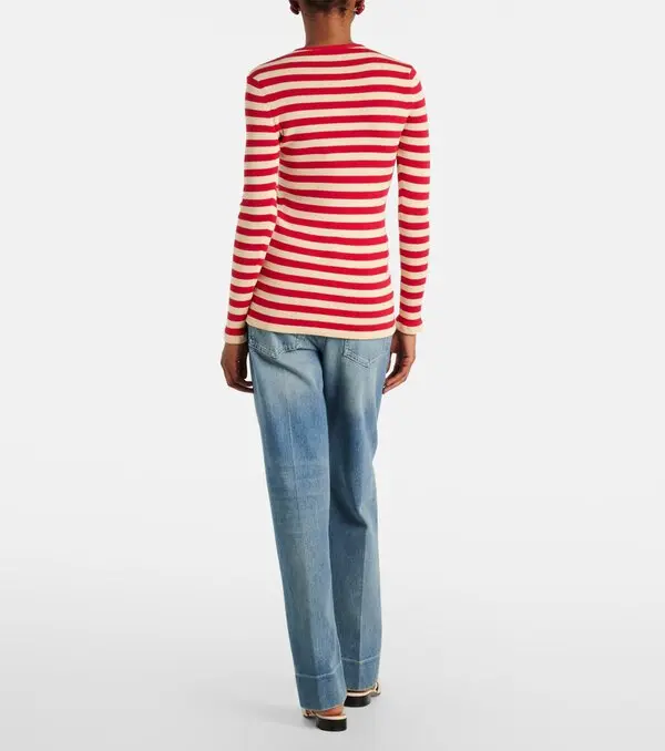 Valentino Garavani Striped Ribbed-knit Cotton Sweater - Multicoloured