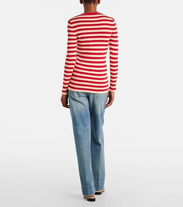 Valentino Garavani Striped Ribbed-knit Cotton Sweater - Multicoloured