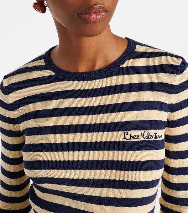 Valentino Garavani Striped Ribbed-knit Cotton Sweater - Multicoloured