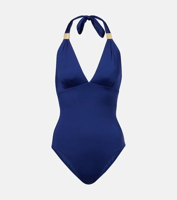 Heidi Klein Beau Soleil Halterneck Swimsuit - Blue