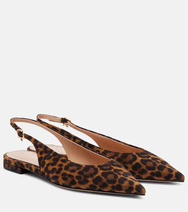 GIANVITO ROSSI Robbie Leopard-print Slingback Flats - Multicoloured