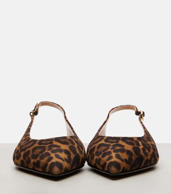 GIANVITO ROSSI Robbie Leopard-print Slingback Flats