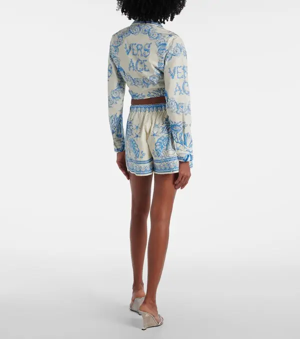 Versace Underwater Barocco Print Cotton Shirt - Blue