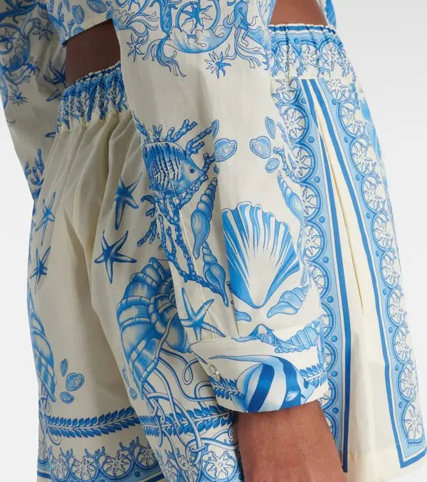 Versace Underwater Barocco Print Cotton Shirt - Blue