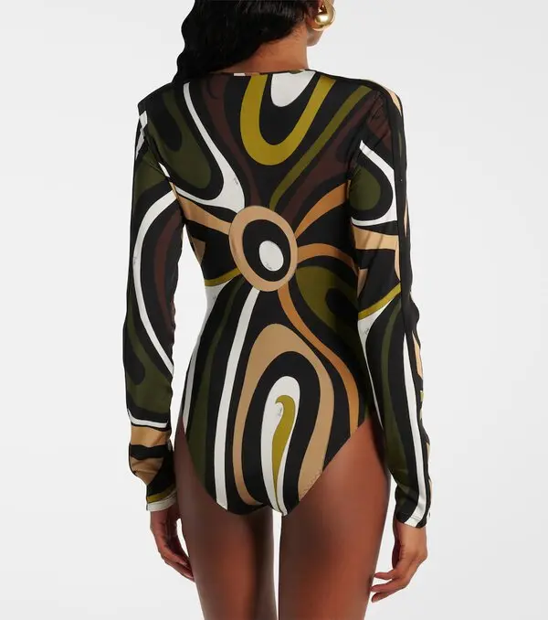 Emilio Pucci Marmo Printed Satin Bodysuit - Multicoloured
