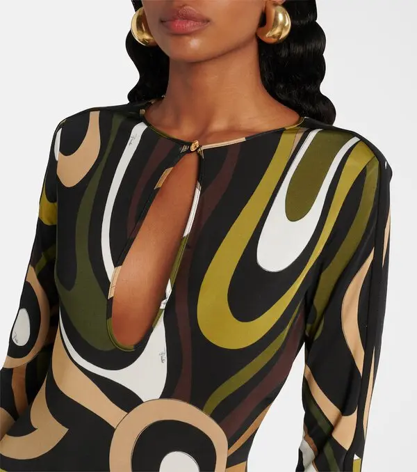 Emilio Pucci Marmo Printed Satin Bodysuit - Multicoloured