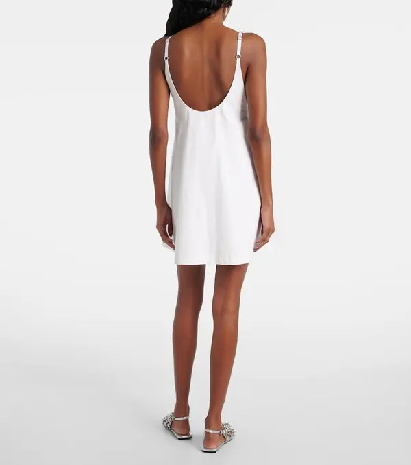 AREA Embellished Floral-appliqué Mini Dress