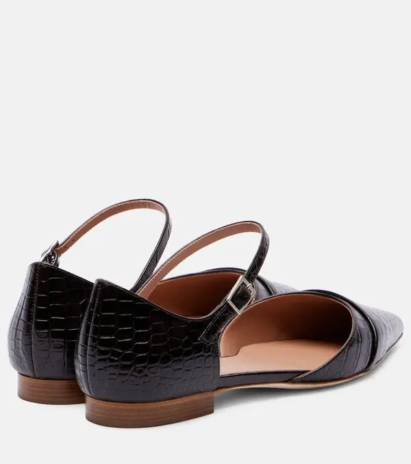 MALONE SOULIERS Ulla Croc-effect Leather Flats