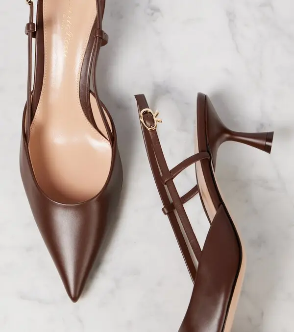 GIANVITO ROSSI Ascent 55 Slingback Pumps - Brown