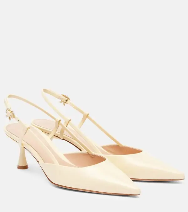 GIANVITO ROSSI Ascent 55 Leather Slingback Pumps - White