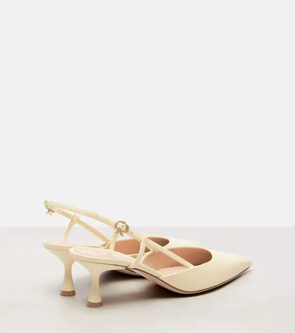GIANVITO ROSSI Ascent 55 Leather Slingback Pumps - White