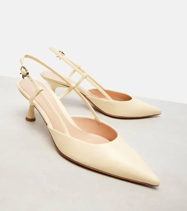 GIANVITO ROSSI Ascent 55 Leather Slingback Pumps - White