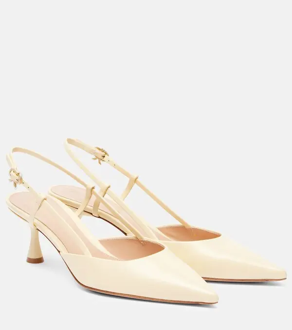 GIANVITO ROSSI Ascent 55 Leather Slingback Pumps - White