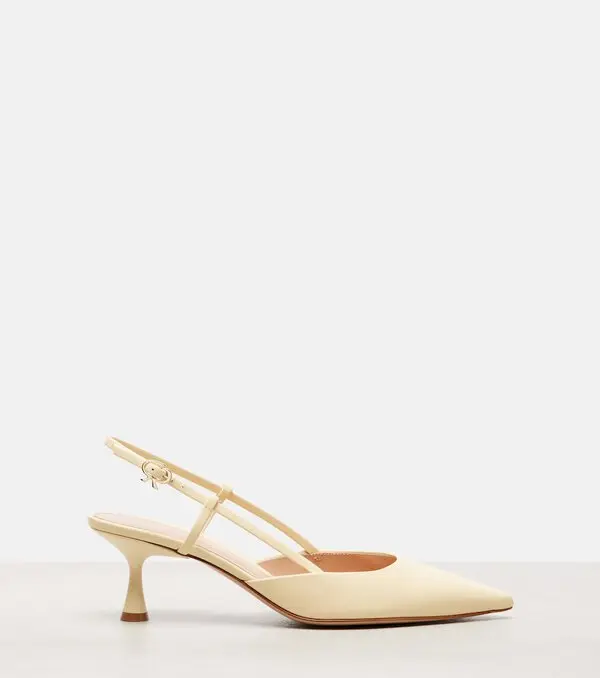 GIANVITO ROSSI Ascent 55 Leather Slingback Pumps - White