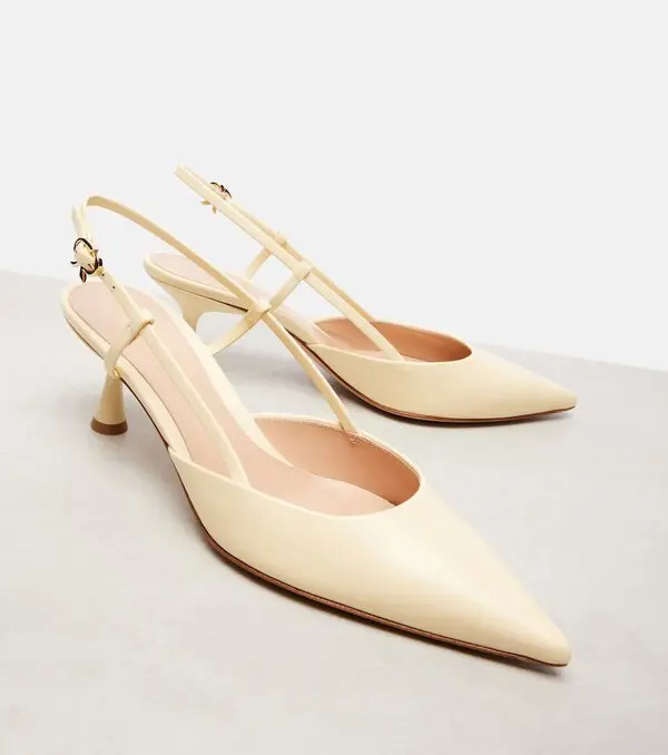 GIANVITO ROSSI Ascent 55 Leather Slingback Pumps - White