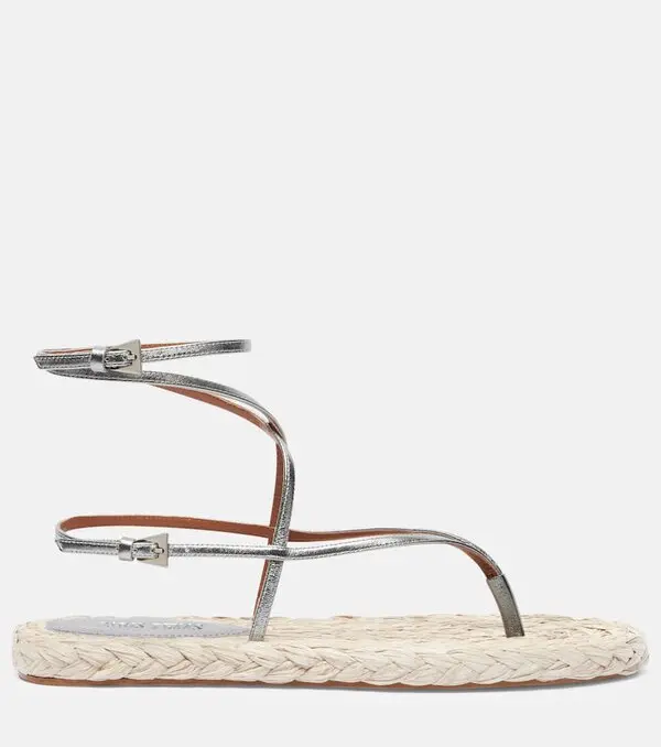 Paris Texas Hydra Metallic Leather And Raffia Sandals
