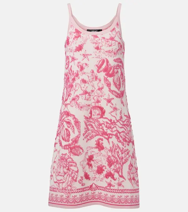 Versace Underwater Barocco Terry Jacquard Mini Dress - Pink