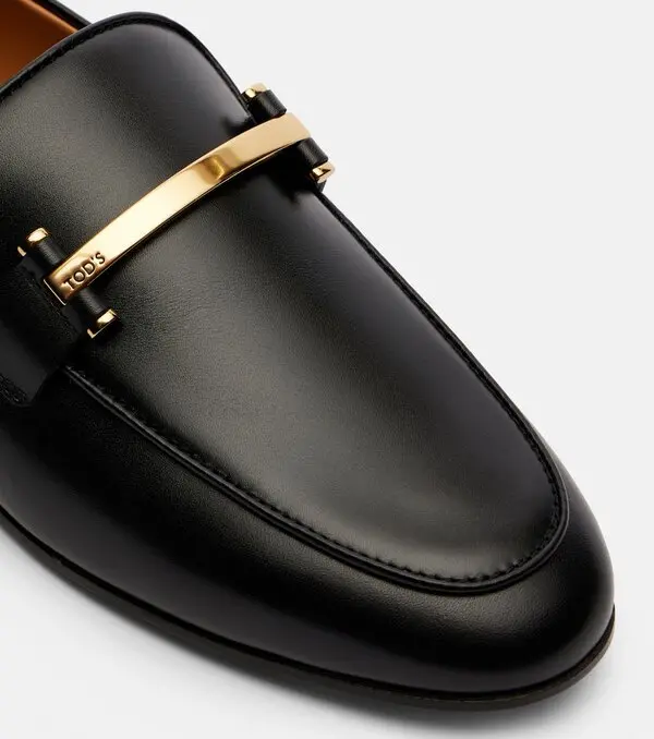 TOD'S Leather Loafers With Gold Hardware
