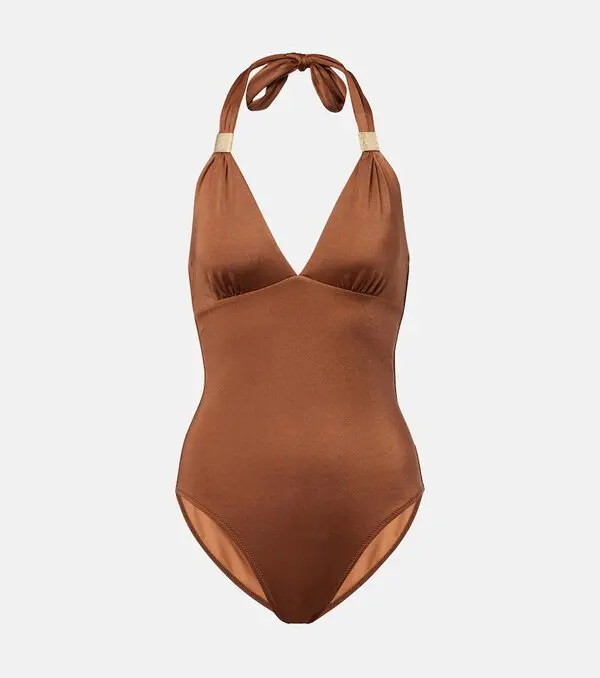Heidi Klein Grasse Halterneck Swimsuit - Brown