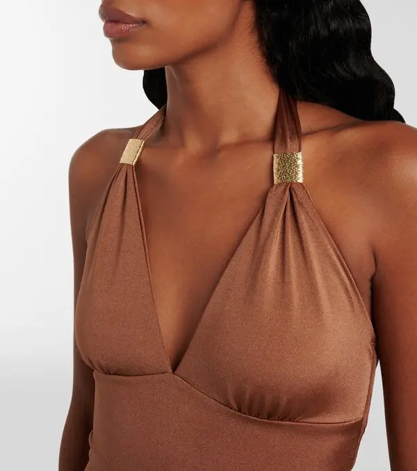 Heidi Klein Grasse Halterneck Swimsuit - Brown